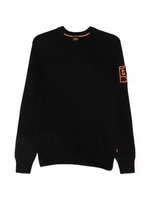 BOSS Logo-embroidered Crew-neck Sweater - Black