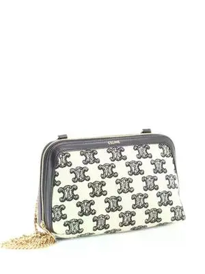 Celine Zip Around Chain Triomphe Canvas Clutch Bag - Blue