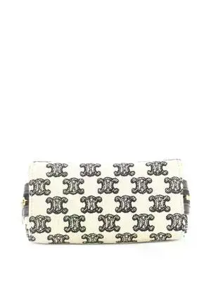 Celine Zip Around Chain Triomphe Canvas Clutch Bag