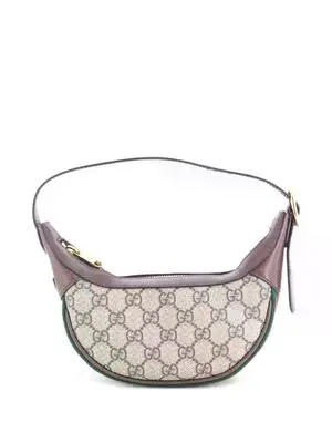 Gucci Ophidia Half Moon Bag Gg Coated Canvas Mini Hobo Bag - Brown