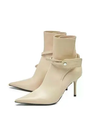 Off-White Leather Ankle Boots - Neutrals