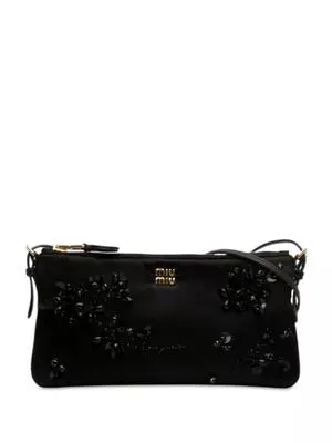 Miu Miu Crystal Embellished Satin Shoulder Bag