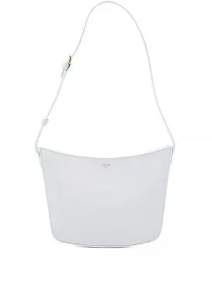 Celine 2023 Medium Shiny Calfskin Croque Shoulder Bag - White