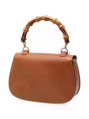 Gucci Grained Calfskin Bamboo Night Satchel - Brown