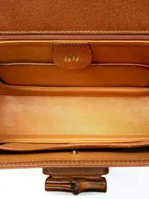 Gucci Grained Calfskin Bamboo Night Satchel - Brown