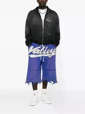 VALE FOREVER Embellished Frayed-edge Shorts