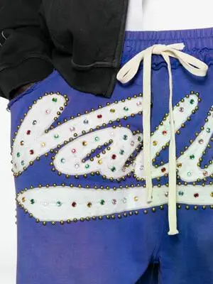 VALE FOREVER Embellished Frayed-edge Shorts
