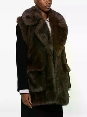 LE SULLY STUDIO Faux-fur Panelled Longline Jacket