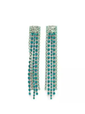 FORTE_FORTE Glass Embellished Fringe Drop Earrings - Silver