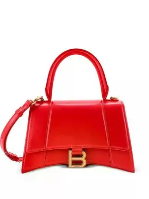 Balenciaga Hourglass Top Handle Bag Leather Small Satchel Red