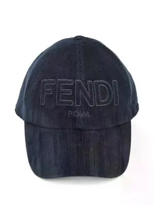 Fendi Logo-embroidered Corduroy Baseball Cap Blue