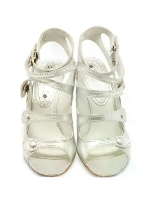 Celine Tone Leather Strappy Heeled Sandals