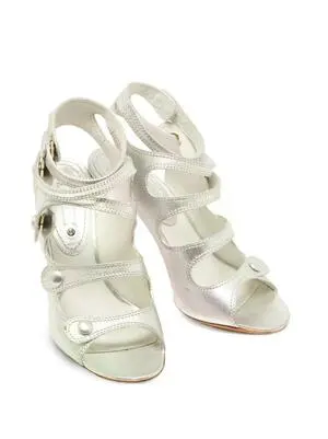 Celine Tone Leather Strappy Heeled Sandals