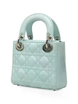 Dior 2014 Mini Patent Cannage Lady Satchel - Blue