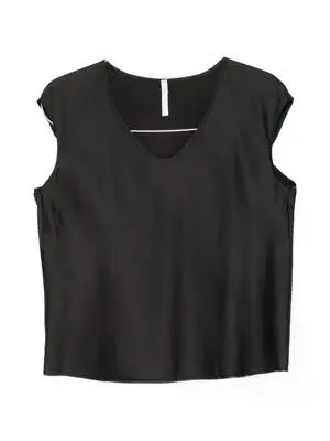 Imperial V-neck Sleeveless Blouse - Black