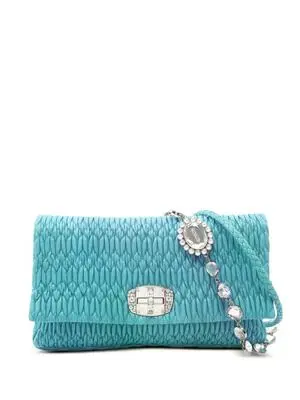 Miu Miu Matelassé Nappa Crystal Chain Satchel