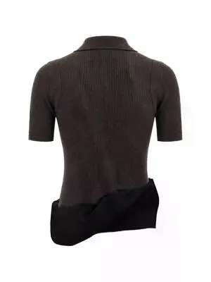 ALAINPAUL Ribbed-knit Short-sleeve Polo Shirt