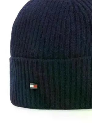 Tommy Hilfiger Ribbed-knit Logo-plaque Beanie Hat