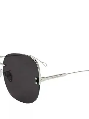 Isabel Marant Silver Tone Geometric Frame Sunglasses - Black