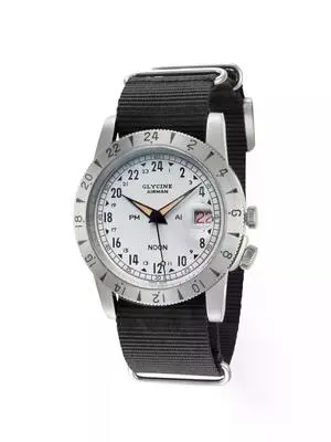 GLYCINE Airman Vintage Noon Purist 40mm Watch - White