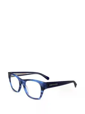 Tommy Hilfiger Horn-effect Square-frame Glasses - Blue