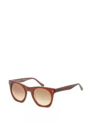 TURA X Kate Young Round Frame Sunglasses - Brown