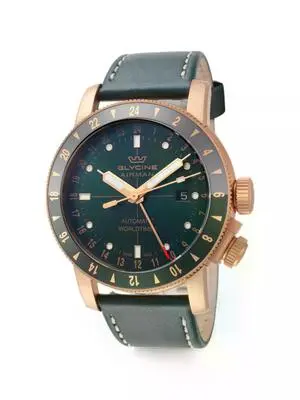 GLYCINE Airman Contemporary Bronze Gmt 44mm Watch - Green