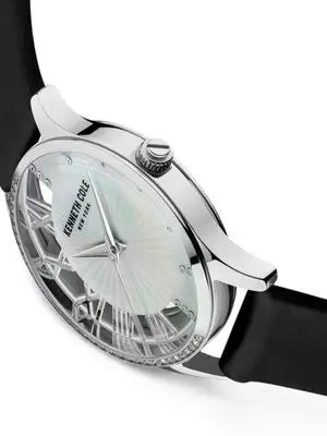 KENNETH COLE Crystal Bezel Skeleton 36mm Watch - White