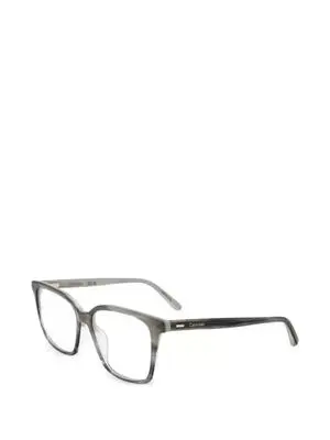 Calvin Klein Striped Square-frame Glasses - Grey