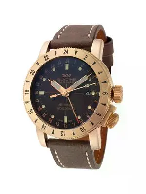 GLYCINE Airman 44mm Automatic Watch With Rotating Bezel - Brown