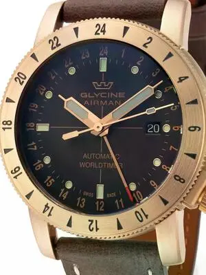 GLYCINE Airman 44mm Automatic Watch With Rotating Bezel - Brown