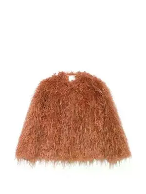 FORTE_FORTE Textured Fur Coat - Brown