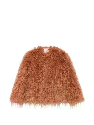 FORTE_FORTE Textured Fur Coat - Brown
