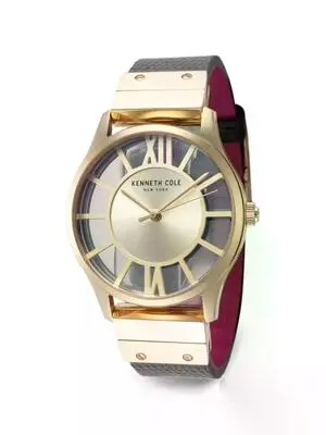 KENNETH COLE Roman Numeral 34.5mm Watch - Gold