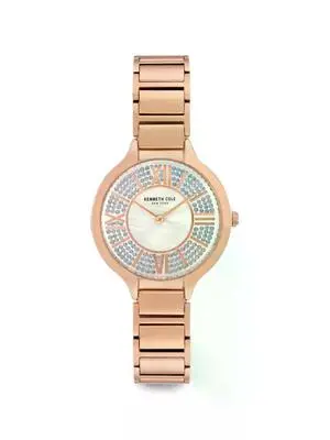KENNETH COLE Crystal-embellished Mother-of-pearl 33mm Watch - White