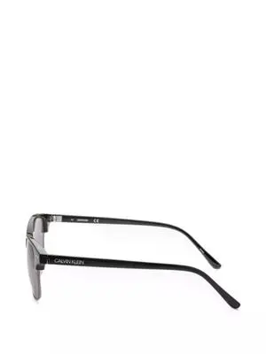 Calvin Klein Logo-lettering Round-frame Sunglasses - Black