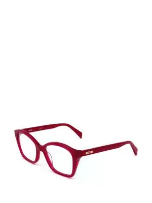 Moschino Studded Square-frame Glasses - Red