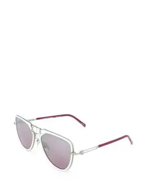 Calvin Klein Double-bridge Pilot-frame Sunglasses - Silver