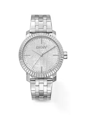Dkny Fluted Bezel 36mm Watch - Silver