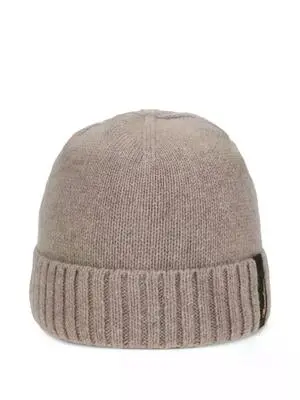 Borsalino Ribbed Logo-label Beanie Hat - Neutrals