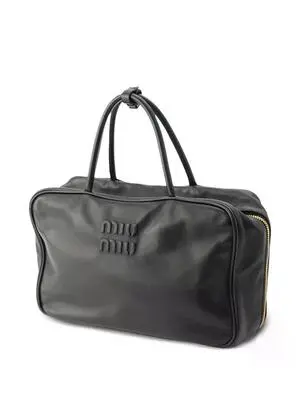 Miu Miu Large Soft Calf Leather Top Handle Bag Satchel - Black