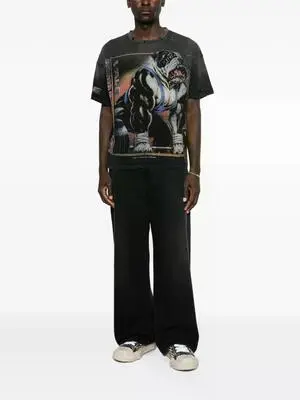 VALE FOREVER Graphic-print Distressed T-shirt - Black