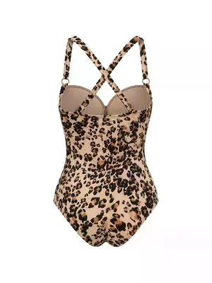 Dkny Leopard-print Ruched Swimsuit