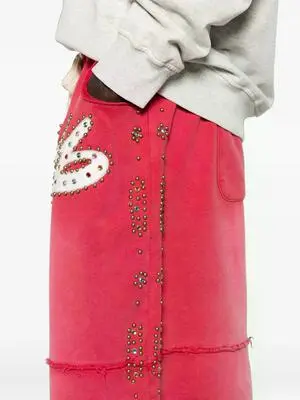 VALE FOREVER Stud-embellished Frayed Shorts