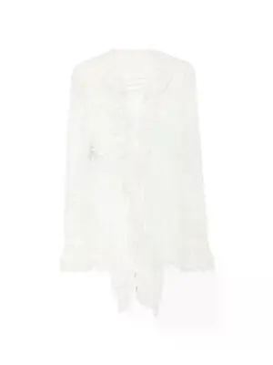 Alberta Ferretti Ruffled Lace-trimmed Blouse - White