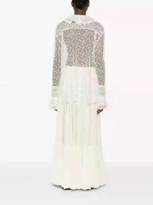 Alberta Ferretti Ruffled Lace-trimmed Blouse - White