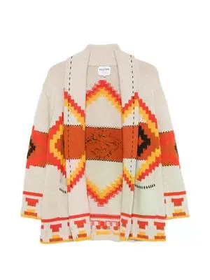 KUJTEN Intarsia Knit Shawl-collar Cardigan