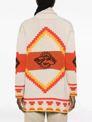 KUJTEN Intarsia Knit Shawl-collar Cardigan