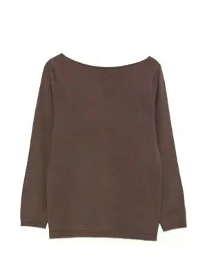 Alpha Studio Boat Neck Long Sleeve Knit - Brown