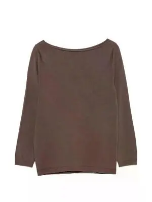 Alpha Studio Boat Neck Long Sleeve Knit - Brown